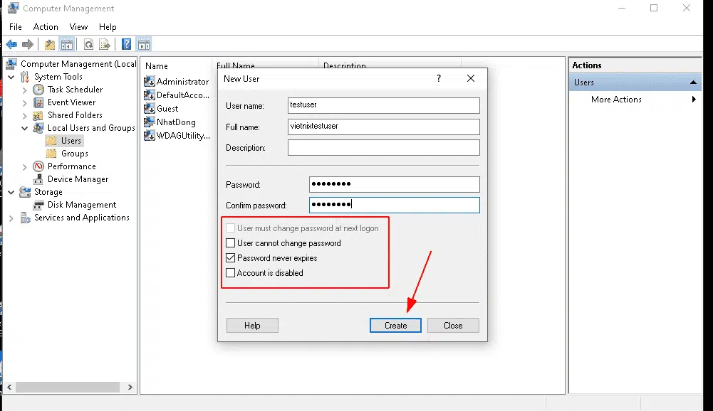 Hướng dẫn tạo User trên Windows 10 thông qua Computer Management - BKNS